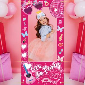 Girls Birthday Backdrop Decorations,Taylrswtie Pink Photo Booth Props Barbis Doll Theme Decor Let's Go Bachelorette Party Background for Girls Birthday Bridal Shower Pink Party Supplies