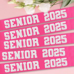 7 Pcs Hot Pink Senior Sash 2025 with Silver Glitter Letters - Senior Sashes Class of 2025, Graduation Celebration sash, Senior Cheer Sash, Class Competition Sashes, Graduation Party Supplies