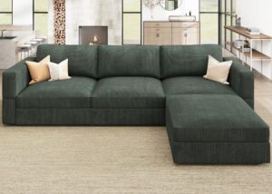 honbay modular sectional couch with storage corduroy sectional sofa with chaise l shaped sectional couches for living room,green