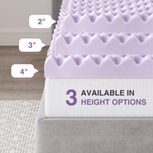 Dyonery 2 Inch Egg Crate Memory Foam Queen Mattress Topper, Soothing Lavender Infused, CertiPUR-US Certified, Cooling Sleep, Pressure Relief, 60"×80"×2"