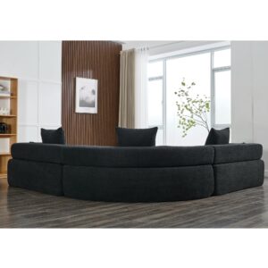 111" L Shaped Cloud Couch, 4 Seater Oversized Sofa, Curved Sectional Sofa with Pillows, Modern Couch Free Combination, Semicircular Modular Sectional Sofa, Comfy Couch for Living Room, Black