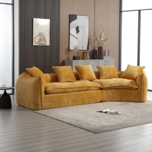 modular sectional sofa, 125" cloud couch,u-shaped couch with pillows, modern minimalist chenille fabric large comfy cloud sofas, living room furniture sets