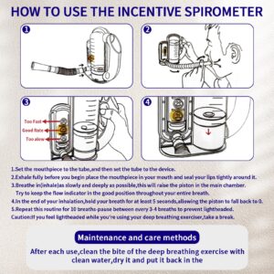 Incentive Spirometer (BLUE-001),Deep Breathing Trainer for Adults,Breathing Exercise Device for Lungs,5000ml Capacity Measurement with Flow Indicator