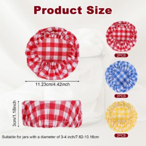 Gjinxi 6Pcs Jar Cloth Covers, Plaid Cloth Jar Covers, Unbleached Reusable Cloth Lid, Yeast Fermentation Tank Cloth Cover, Glass Cup Cover, Glass Bottle Cover, Fit Jars Mouth from 3-4 Inches