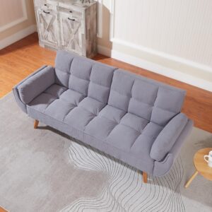 Modern Convertible Futon Sofa Bed Corduroy Upholstered Tufted Daybed with High Legs and 2 Pillows,Living Room Loveseat Sleeper Couch Bed for Home Apartment Office RV Studio