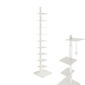 mxbctmm spine bookshelf 9-tier metal vertical bookshelf diy spine book tower, 68.5 in high, 4 adjustable angles, suitable for small spaces, living rooms, offices, bedrooms