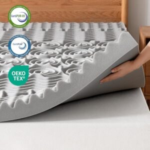 TRIPUB 3 Inch Mattress Topper, 5-Zone Bamboo Charcoal Infused Memory Foam Mattress Topper for King Size Bed & Pressure Relief, Ventilated Soft Bed Topper (Gray, King)