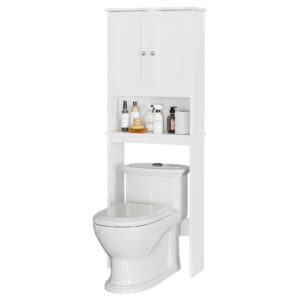 Meilocar Over The Toilet Storage Cabinet, Bathroom Storage Organizer Over Toilet, Bathroom Cabinet Space Saver W/Adjustable Shelf & Open Storage Shelf, White