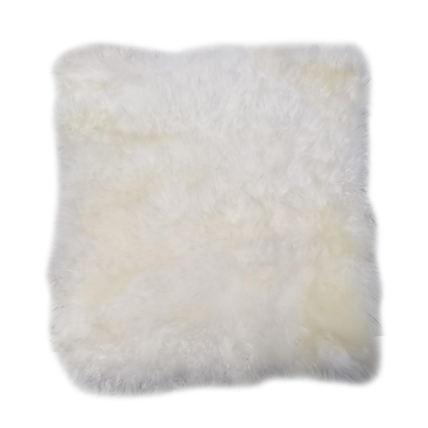 Kopal Mini Sheepskin Rug 1.4 x 1.4 ft Lambskin Rug for Kids Room Living Room Bedroom, Sheepskin Cushion Pad for Chair Sofa - White/Ivory