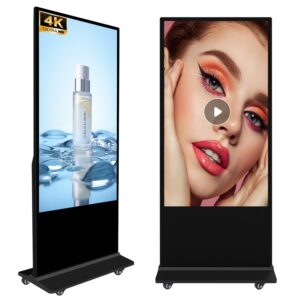 65 inch indoor digital signage, 4k uhd lcd non-touchscreen floor standing digital signage interactive displays, cms and u-disk input auto ads player android os