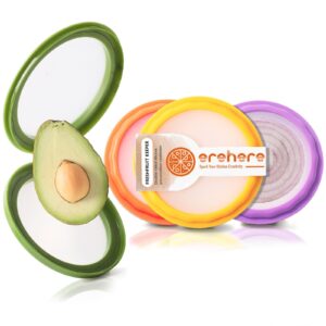 erehere avocado saver and onion storage - 4-piece set silicone food storage containers, multifunctional and perfect for lemons, cheese, tomatoes, potatoes, garlic