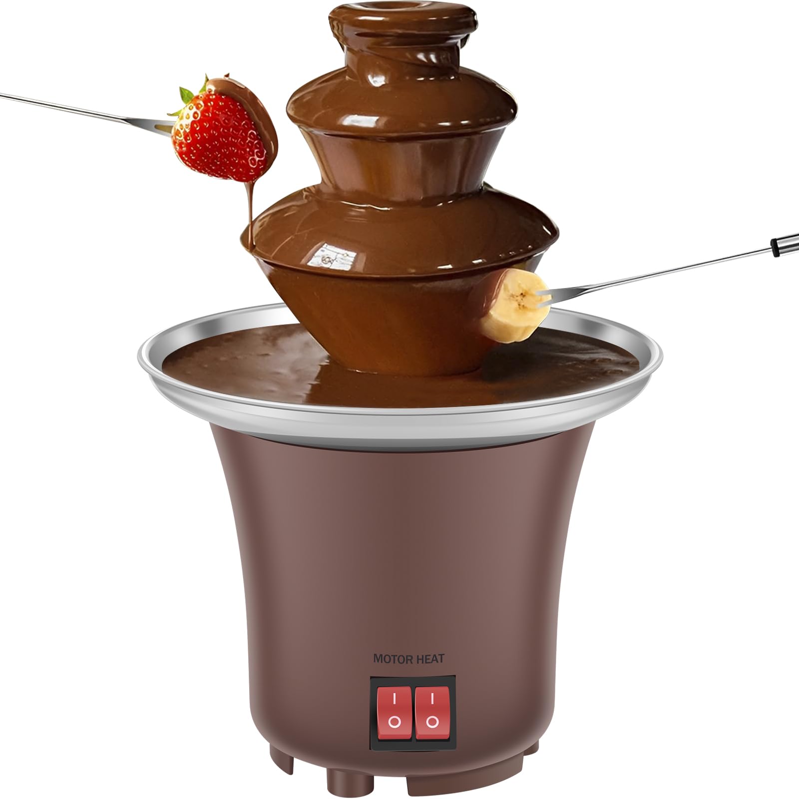 Electric Chocolate Fountain Machine Hold 10oz Chocolate Fondue Fountain Stainless Steel Melting Machine 3 Layer Cheese Fountain Machine Auto Off for Parties Household Candy Liqueur