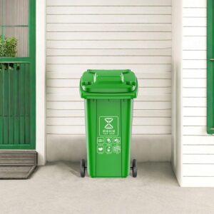 PSYBRYTHIA Outdoor Garbage Can with Wheels and Lid 80L 100L 120L 240L Heavy Duty Large Garbage Can Trash Container for Patios, Kitchens, and Outdoor Entertaining(Blue)