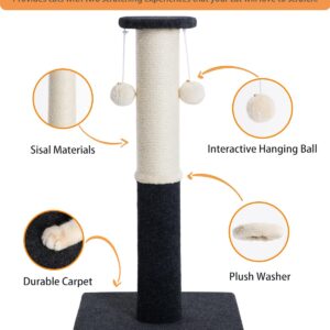 Komicoll 34-Inch Tall Cat Scratching Post for Indoor Cats, Large Carpet Scratch Post, Sisal Cat Scratcher, Sturdy and Durable Cat Post with Hanging Ball