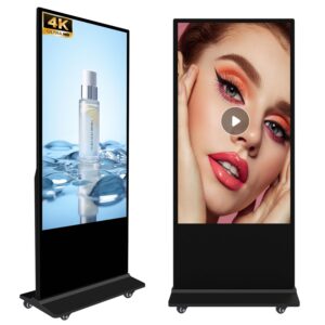 65 inch indoor digital signage, 4k uhd lcd touch screen floor standing digital signage interactive displays, cms and u-disk input auto ads player android os