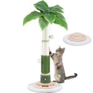 couner cat scratching post for indoor cats adults-39.4'' tall cat scratcher with nature sisal rope,cat toy interactive ball self groomer,large scratching post for for all cats protect your furniture