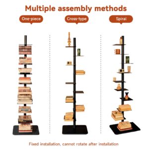 MXBCTMM Spine Bookshelf 9-Tier Metal Vertical Bookshelf DIY Spine Book Tower, 68.5 in high, 4 adjustable angles, suitable for small spaces, living rooms, offices, bedrooms