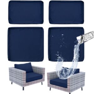 susie's garden 4p patio cushion covers outdoor patio cushions covers replacement waterproof with zipper for 2 pcs patio furniture set, slipcovers for outdoor cushions dark blue, covers only