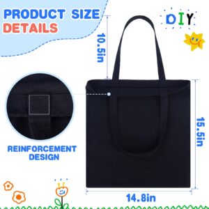 FF Sgdfc 2 | 4 | 6 | 7 | 14 | 18 Pcs Canvas Tote Bags, Natural Color Tote Bags 15 x 16 inch Sustainable Eco Friendly reusable, for Grocery Bags, DIY Gift Bags, Shopping Bags (2 Pcs Black)