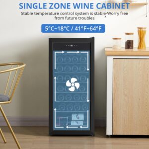 Takywep 32 Bottles Compressor Wine Cooler Refrigerator - 41℉-64℉ Freestanding Wine Cellar, Compact Design, Single Glass Door, Digital LED Touch Control, For Red, White, Champagne or Sparkling Wine