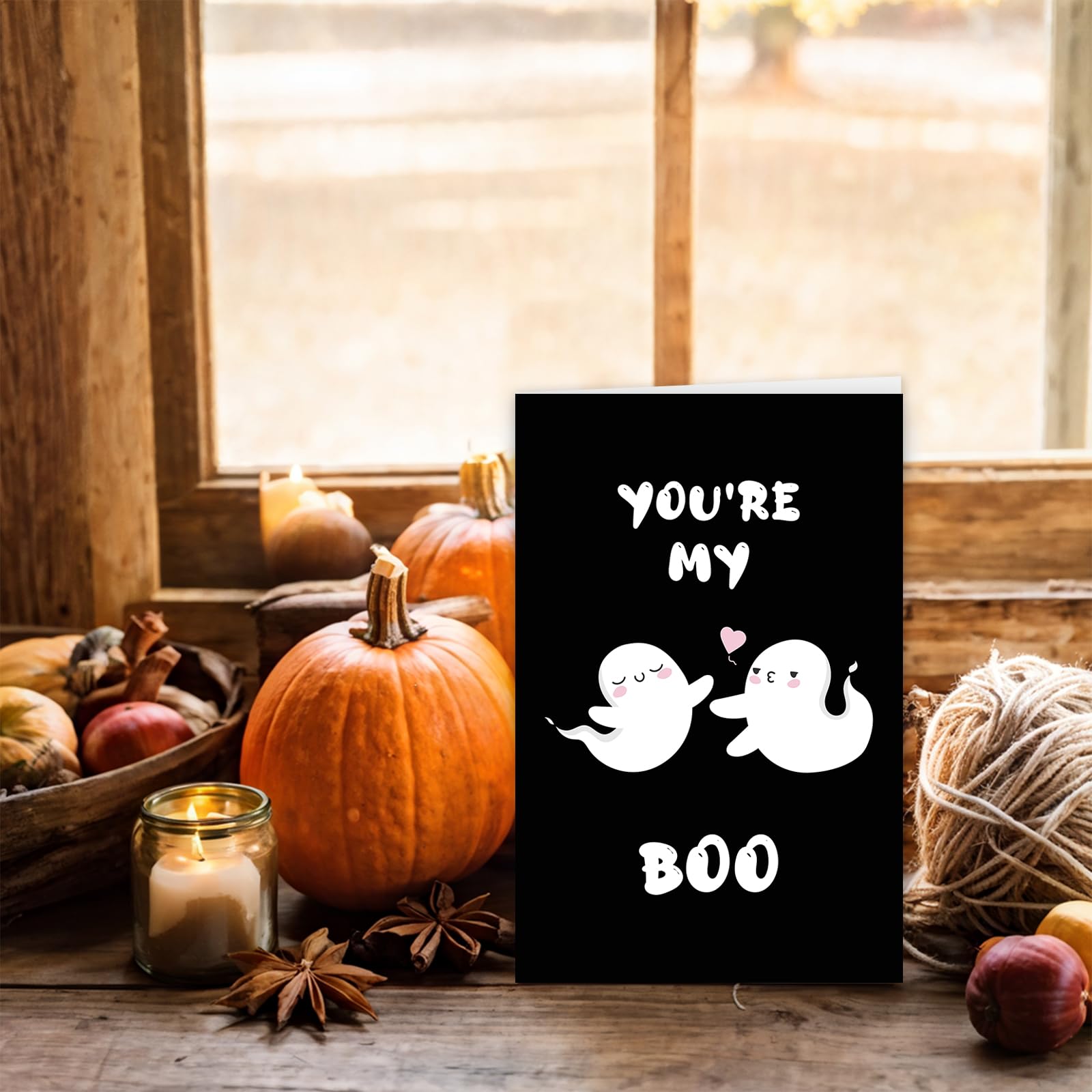 Cute Halloween Card for Him Her, Funny Ghost Anniversary Cards for Husband Wife, Romantic Birthday Card for Boyfriend Girlfriend, Sweet Valentine's Day Card for Women Men, You're My Boo