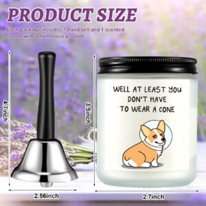 Newtay 2 Pcs Funny Get Well Gift for Women Men Post Surgery Recovery Gift Include Hand Call Bell and Lavender Scented Candle Cheer Up Gift for Women Men Friend(Cute Dog, White)