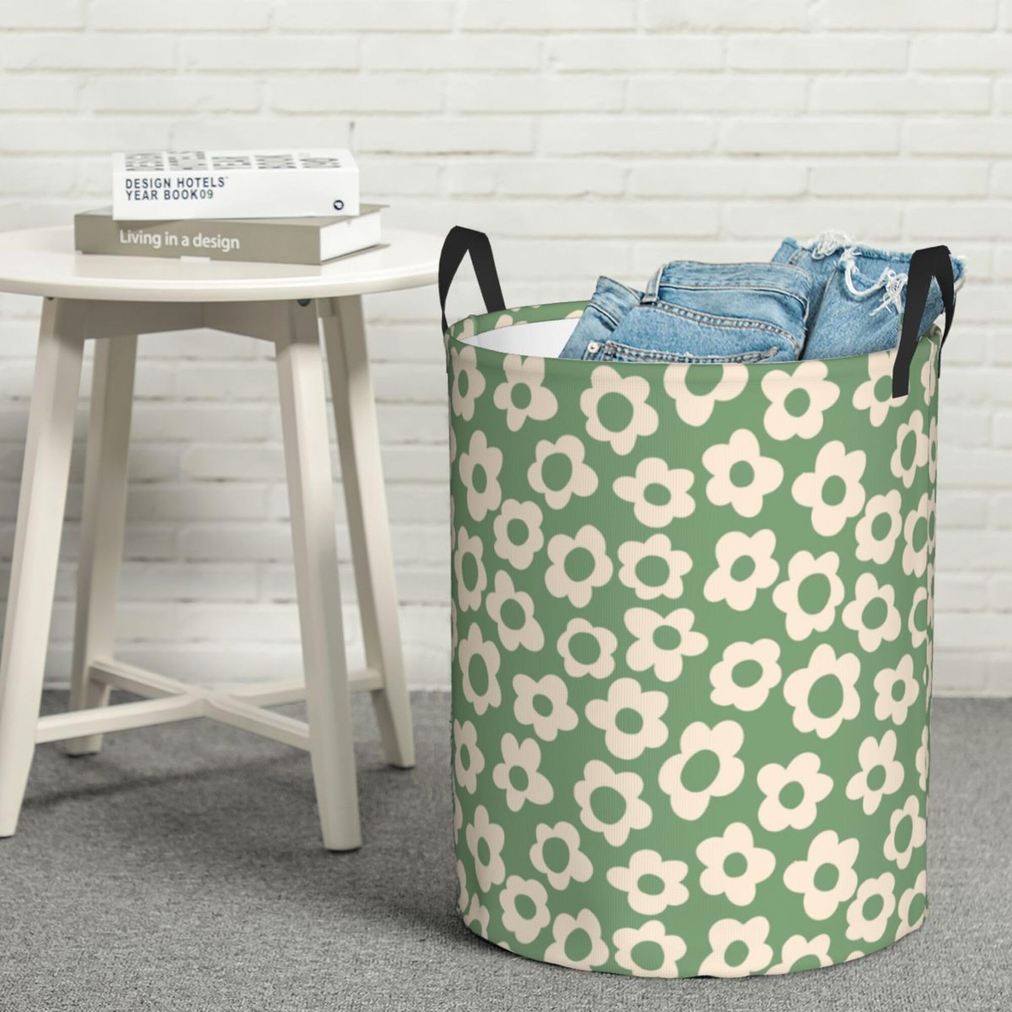 Vintage Groovy Flowers Laundry Basket - Easy Carry Handles Laundry Basket, Large Foldable Laundry Hamper for Bedroom, Bathroom, Dorm, Laundry Room, 75L