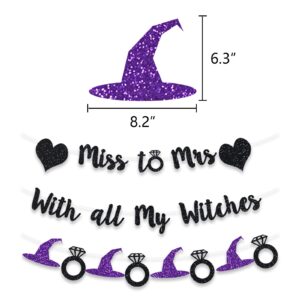 Halloween Miss To Mrs Witches Banner Bachelorette Party Garland Black Heart Ring Purple Hat Bridal Shower Wedding Supplies