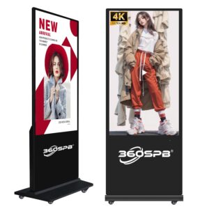 55 inch indoor digital signage, 4k uhd lcd touch screen floor standing digital signage interactive displays, cms and u-disk input auto ads player android os