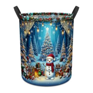 christmas snowman tree laundry hamper,laundry basket,waterproof storage bin for bedroom,clothes organizer basket,toys and blankets in bathroom