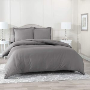 100% egyptian cotton dark grey solid, 5-pieces duvet cover set super queen 90x98 soft & cozy zipper closure & corner ties 1 duvet cover & 4 pillow sham 1000 thead count