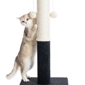 Komicoll 34-Inch Tall Cat Scratching Post for Indoor Cats, Large Carpet Scratch Post, Sisal Cat Scratcher, Sturdy and Durable Cat Post with Hanging Ball