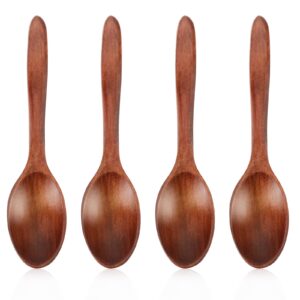 4pcs long handle wooden spoon ice cream spoon wooden teaspoon environmentally friendly table spoon honey coffee tea sugar salt spoons for mixing coffee tea jam and bath salt in kitchen