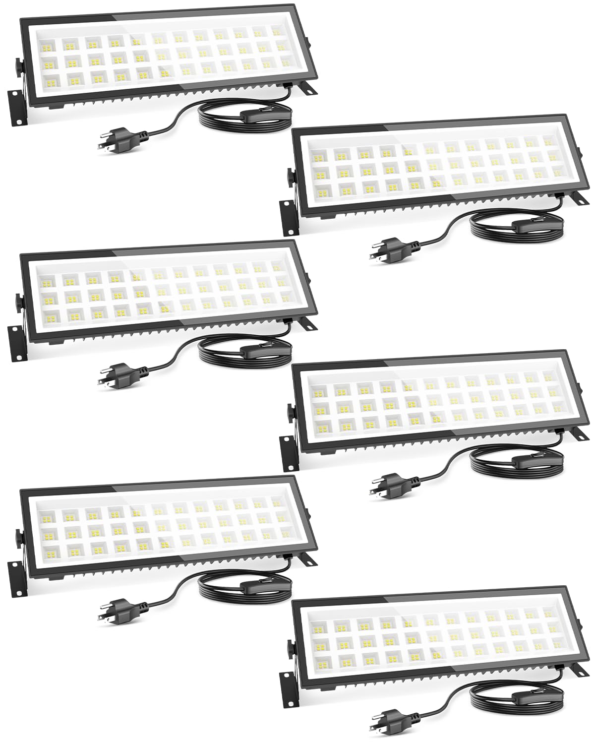 AGranTOP 6-Pack Plug in LED Shop Lights, 100W 15000LM Aluminum Garage Light w/ 118inch Power Cord, IP66 Waterproof Shop Lights for Garage, Workshop, Warehouse (Built-in ON/Off Switch)