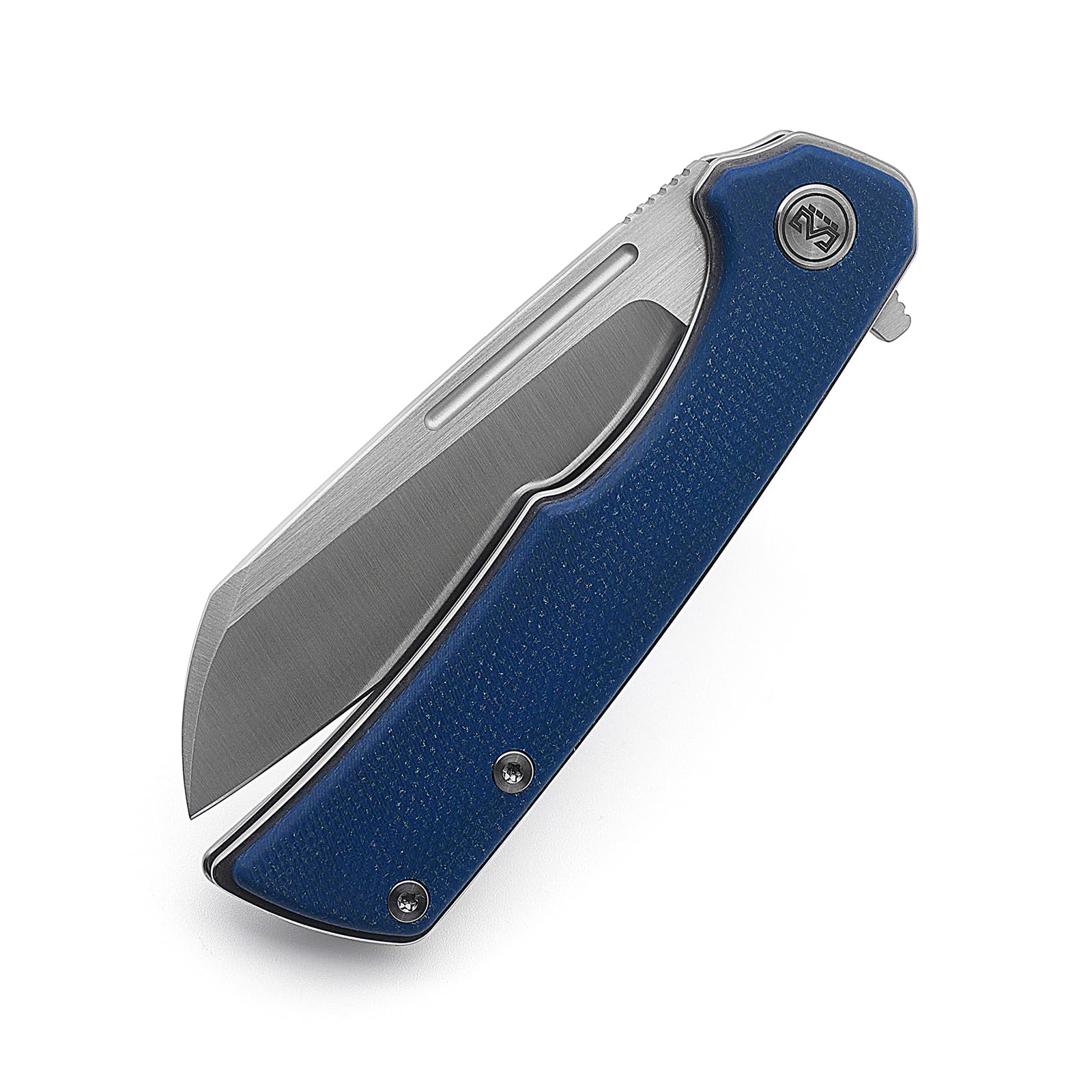 Miguron Knives M Malory Flipper Folding Knife 3.5" 14C28N Satin Blade Blue Micarta Handle Outdoor Camping Hiking Pocket Knife MGR-809MBU