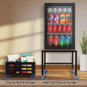 Echaprey Mini Fridge Stand with Storage Drawer Basket, Mobile Small Refrigerator Stand with Wheels Fridge Stand Spacecare Office Pantry Dorm Living Room Kitchen Appliance Storage Rolling Cart