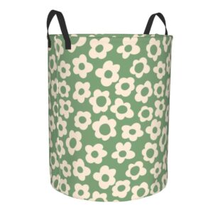 Vintage Groovy Flowers Laundry Basket - Easy Carry Handles Laundry Basket, Large Foldable Laundry Hamper for Bedroom, Bathroom, Dorm, Laundry Room, 75L