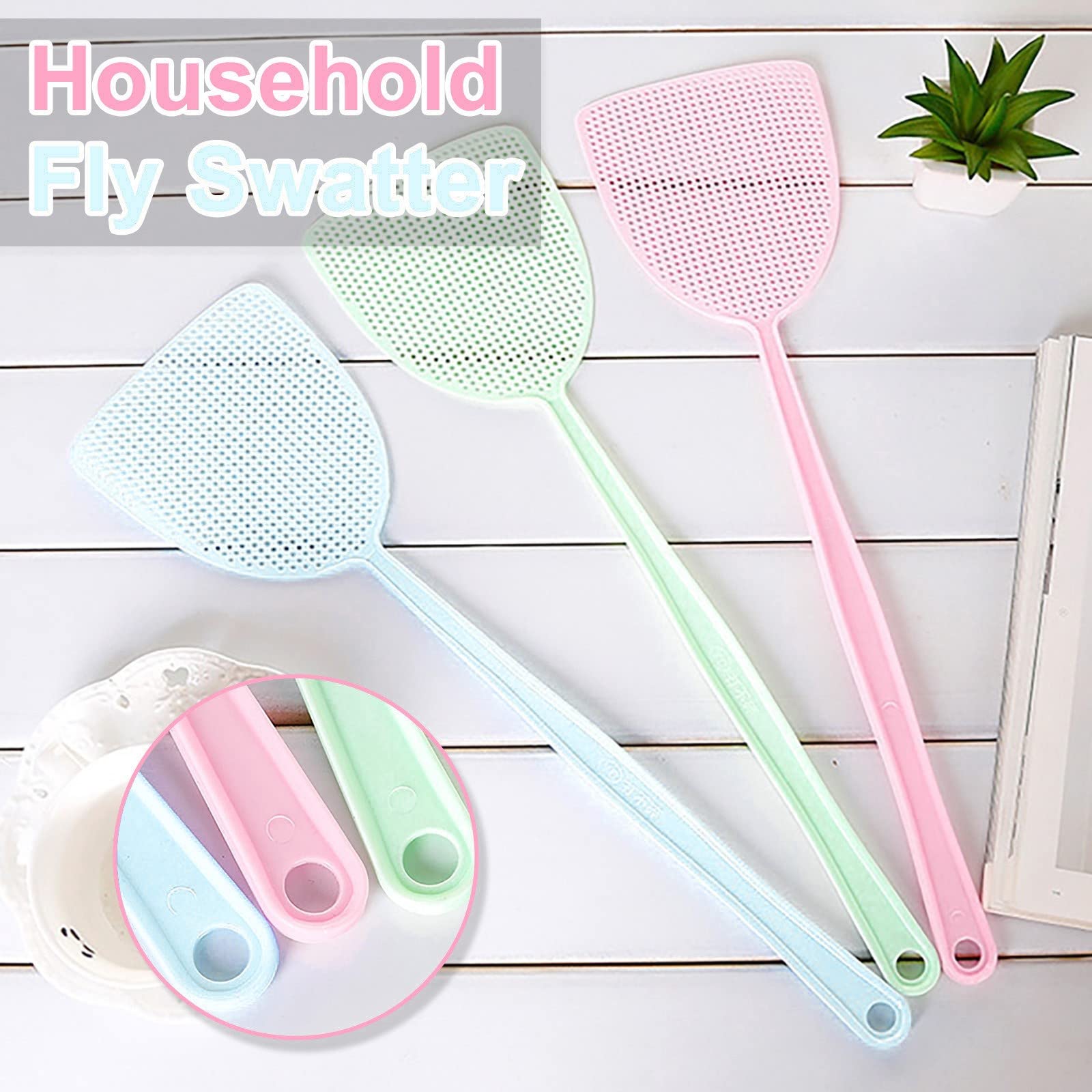 Fly Swatter - Cute Colorful Plastic Fly Swatter - Lightweight Flyswatters with Long Handle, House Fly Swatter for Indoor/Outdoor Flie, Mosquito, Bee Deals of The Day Lightning Deals