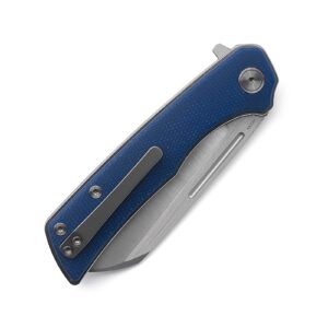 Miguron Knives M Malory Flipper Folding Knife 3.5" 14C28N Satin Blade Blue Micarta Handle Outdoor Camping Hiking Pocket Knife MGR-809MBU