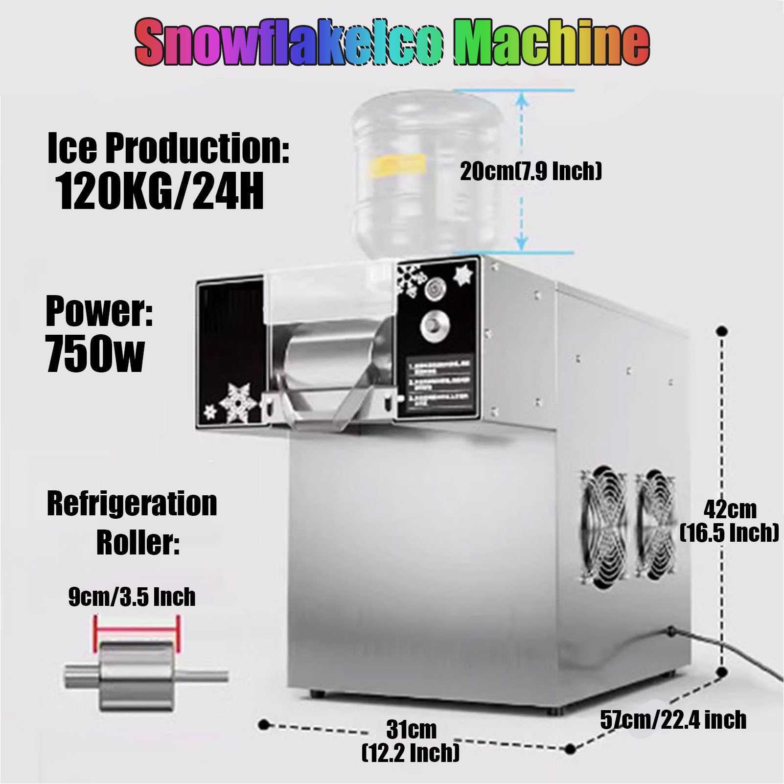 XURUIUS Small Commercial Snowflake Ice Machine, Korean Smoothie Ice Machine, Crushed Ice Machine, Shaved Ice Machine (180KG)