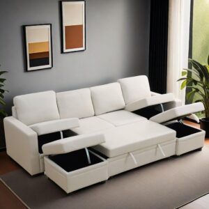 glasflength sleeper sofa couch bed, convertible sofa bed with armrests, sectional sofa with storage seat u shaped sectional couch with reversible chaise for living room apartment bedroom office