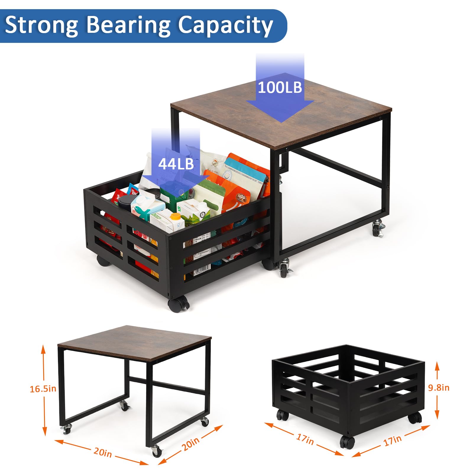 Echaprey Mini Fridge Stand with Storage Drawer Basket, Mobile Small Refrigerator Stand with Wheels Fridge Stand Spacecare Office Pantry Dorm Living Room Kitchen Appliance Storage Rolling Cart