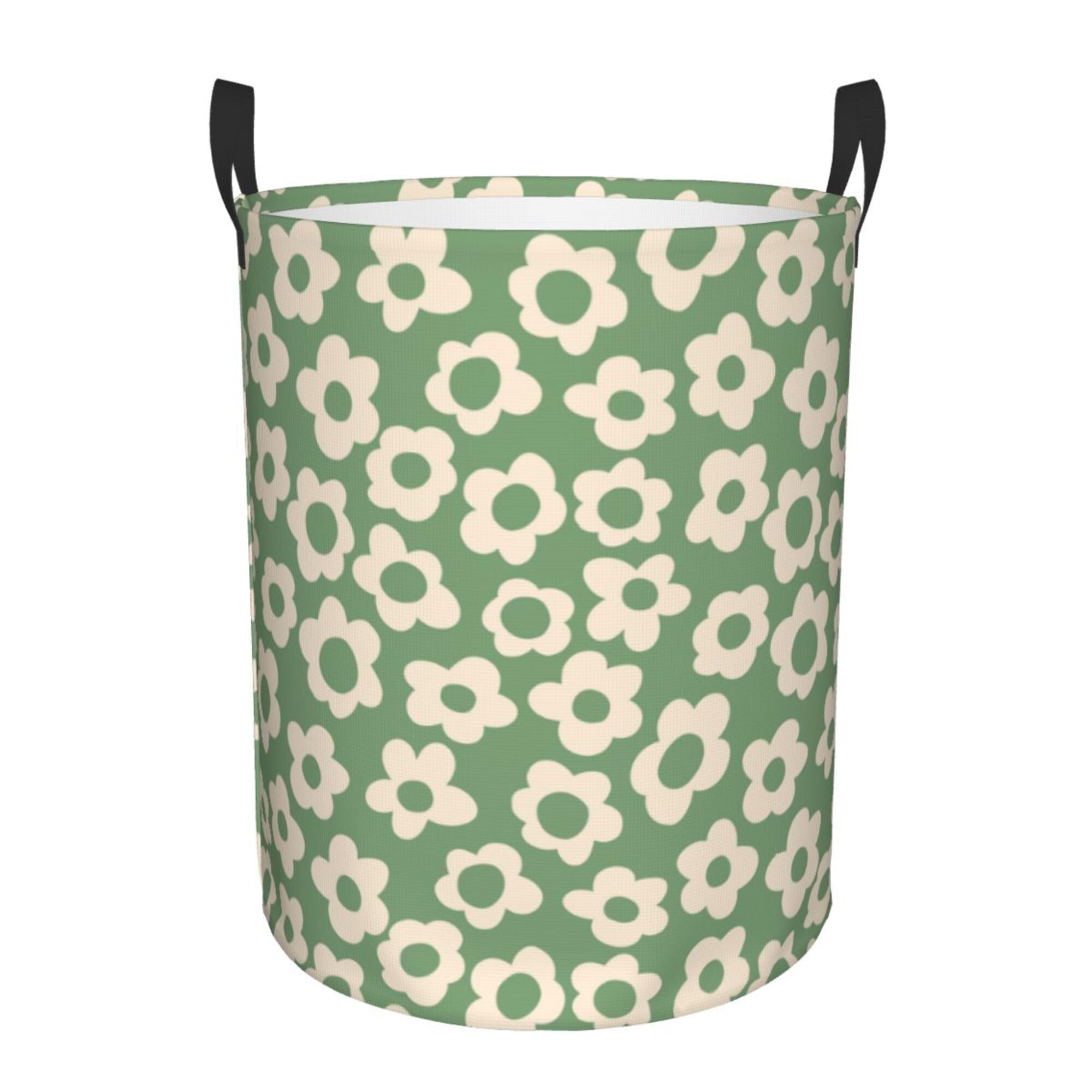 Vintage Groovy Flowers Laundry Basket - Easy Carry Handles Laundry Basket, Large Foldable Laundry Hamper for Bedroom, Bathroom, Dorm, Laundry Room, 75L