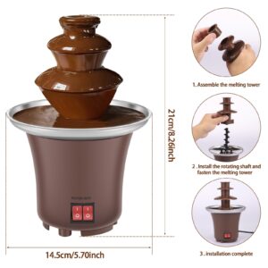 Electric Chocolate Fountain Machine Hold 10oz Chocolate Fondue Fountain Stainless Steel Melting Machine 3 Layer Cheese Fountain Machine Auto Off for Parties Household Candy Liqueur