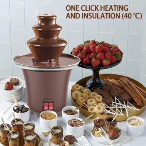 Electric Chocolate Fountain Machine Hold 10oz Chocolate Fondue Fountain Stainless Steel Melting Machine 3 Layer Cheese Fountain Machine Auto Off for Parties Household Candy Liqueur