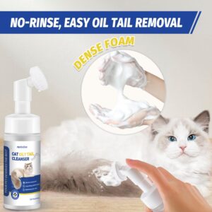 Ninibabie Cat Oily Tail Cleanser, 2-in-1 Wash and Brush,Removes Oil & Grease and Dandruff, PH Balanced,Degrease Cat Shampoo,Ideal for Cats with Oily Tails 5.07fl.oz