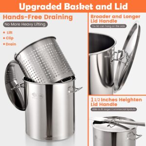 ARC 64QT Stainless Steel Seafood Boil Pot with Basket and 36" Mixing Paddle, Threads Removable Handle, Crawfish, Crab, Lobster, Shrimp Boil Stock Pot with Strainer, Turkey Fryer, Brewing Beer, 16Gal