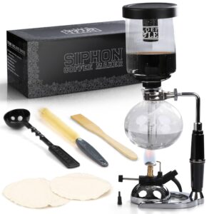 loeff&lee 5 espresso cups - siphon coffee maker with microburner (tabletop syphon coffee brewer - 600ml)