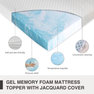 Dyonery 2 Inch Gel Memory Foam King Mattress Topper with Removable Cover, CertiPUR-US Certified, Cooling Sleep, Pressure Relief, 76"×80"×2"