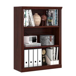 zhiseek 3-tier bookshelf basic book case, wooden storage shelves rustic bookshelf, d:12.8" x w: 30.7" x h: 41.8", sturdy display cabinet for living room, library, office, bedroom (cherry, 3-tier)